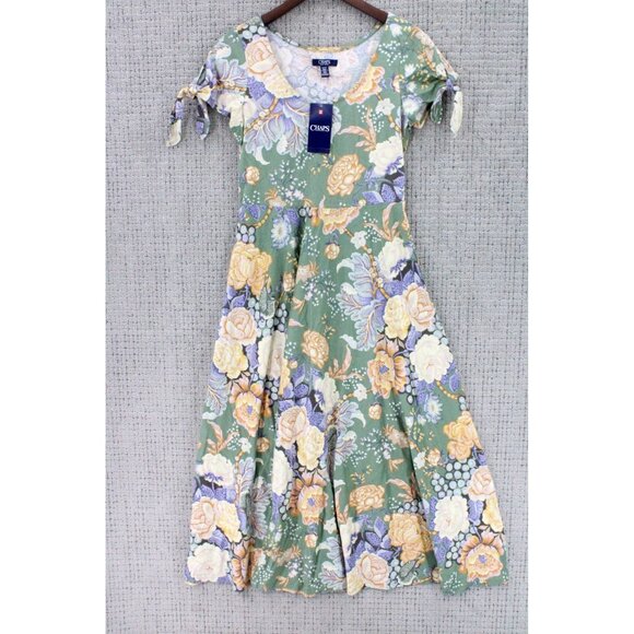 Chaps | Dresses | Chaps Dress Womens Multicolor Floral Short Sleeve ...